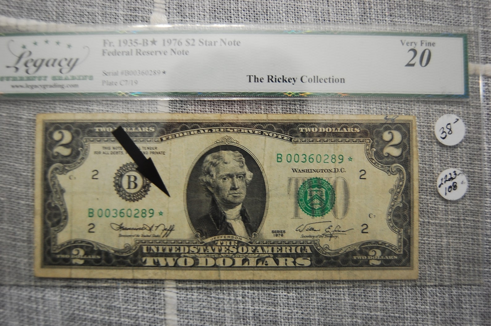 1976two Dollar federal Res. Star Note . Printed for Washington D.C ...