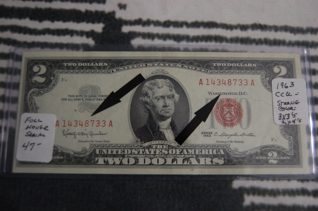 1963 Two Dollar Note U S Note Printed for Washington D.C. red ...