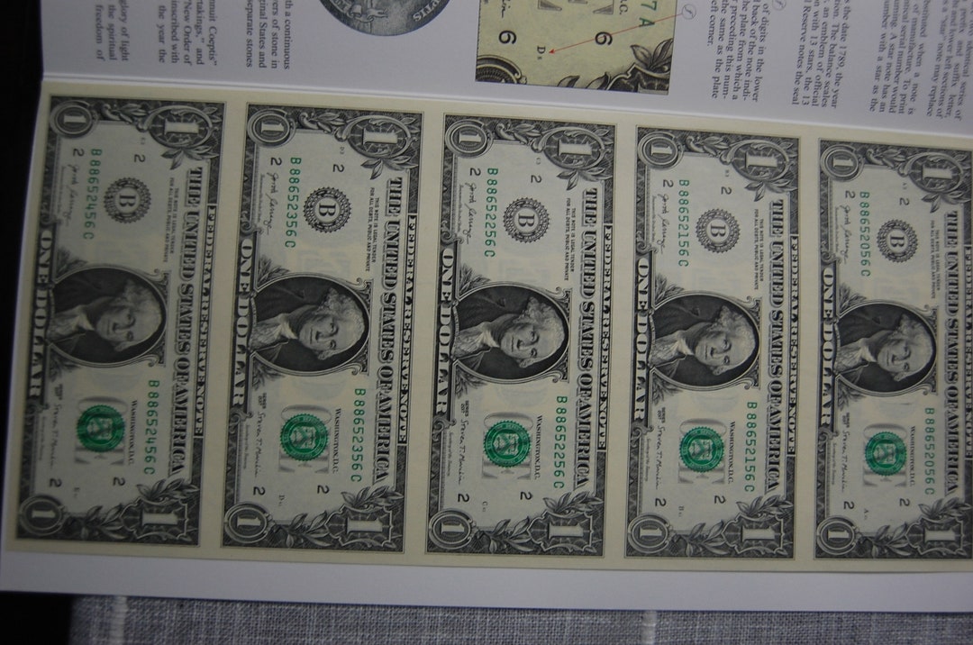 2017 One Dollar Federal Reserve Note-3 X FIVE Uncut One Dollar Sheets ...