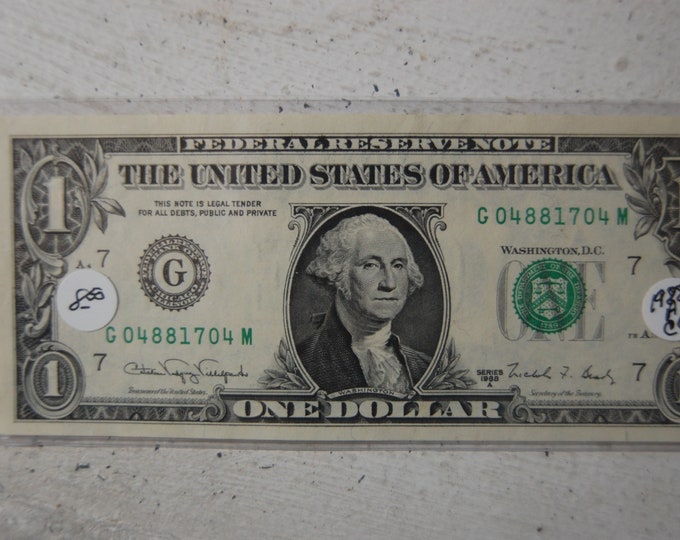 1988 A -one Dollar Federal Reserve Note -D.C. Printed for Chicago ...