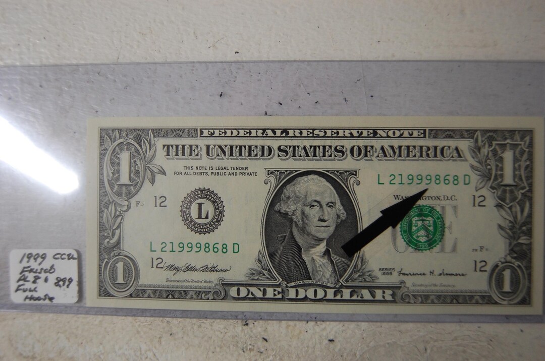 1999 One Dollar Federal Reserve Note-fw PL5 Printed for Frisco Fancy ...