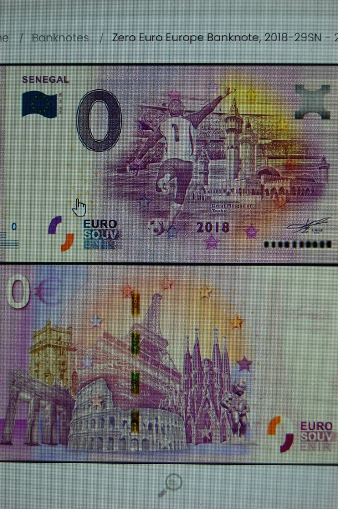 Zero Euro----- Soccer Bank Notes----senegal Soccer --2018 29th Printing ...