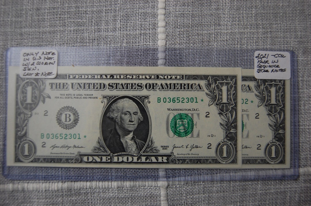 2021-frn-rare-one Dollar -first Dual Women's Signatures---star Note Set of 2 Cons.-sale PRICED ...
