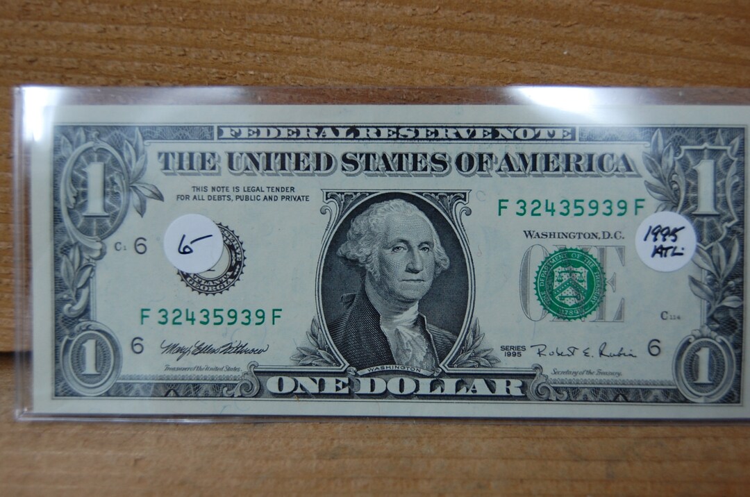 1995 One Dollar Federal Reserve Note --D,C, Printed for Atlanta Federal ...