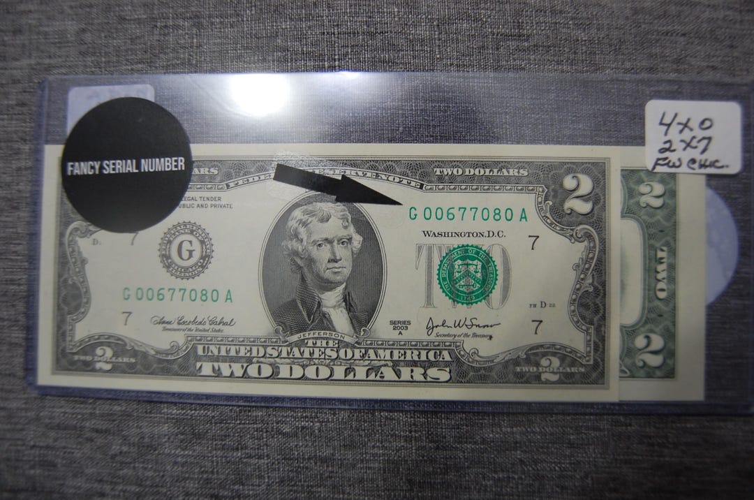 2013 A Two Dollar Federal Reserve---set of 2 Consecutive--fancy Serial ...