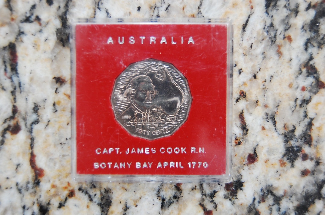 Queen Elizabeth -1970 Royal Australian Mint- Fifty Cent --capt James ...