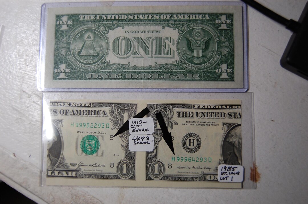 1985 One Dollar Federal Reserve Note-uncut/miscut Printed for St Louis ...