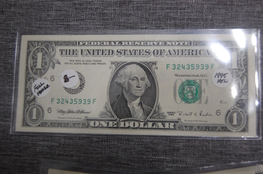 1995 --one Dollar Federal Reserve -error Note-f Enlarged on Upper ...