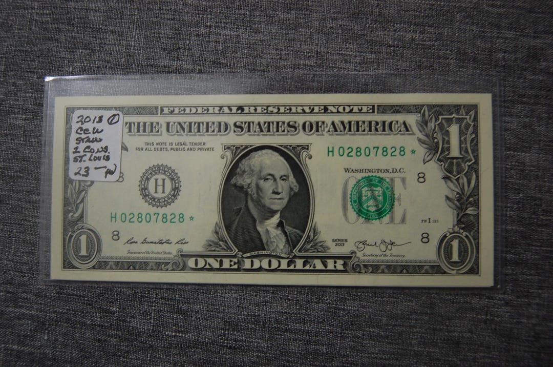 2013 One Dollar Federal Reserve--star Note--consecutive Serial Set ...