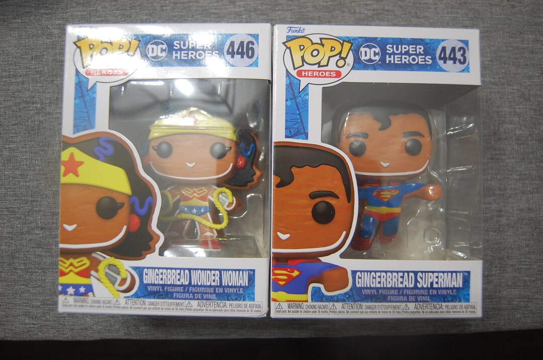 Funko Pops-dc Comics Gingerbread SUPERMAN/WONDER Woman item 443/446pair ...