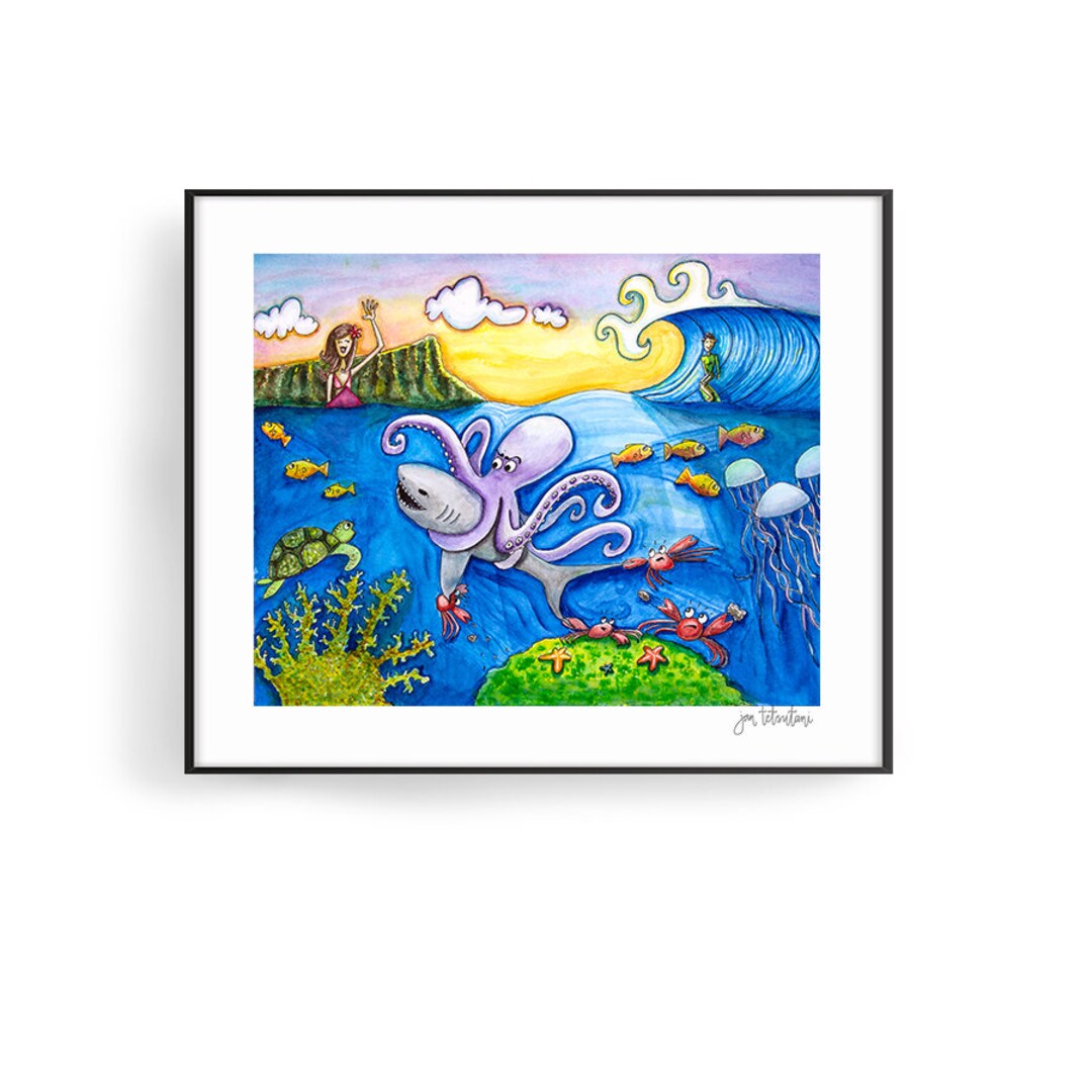 Marine Life Prints | 'no Sharks Allowed' | Sea Life Prints | Sea Life ...