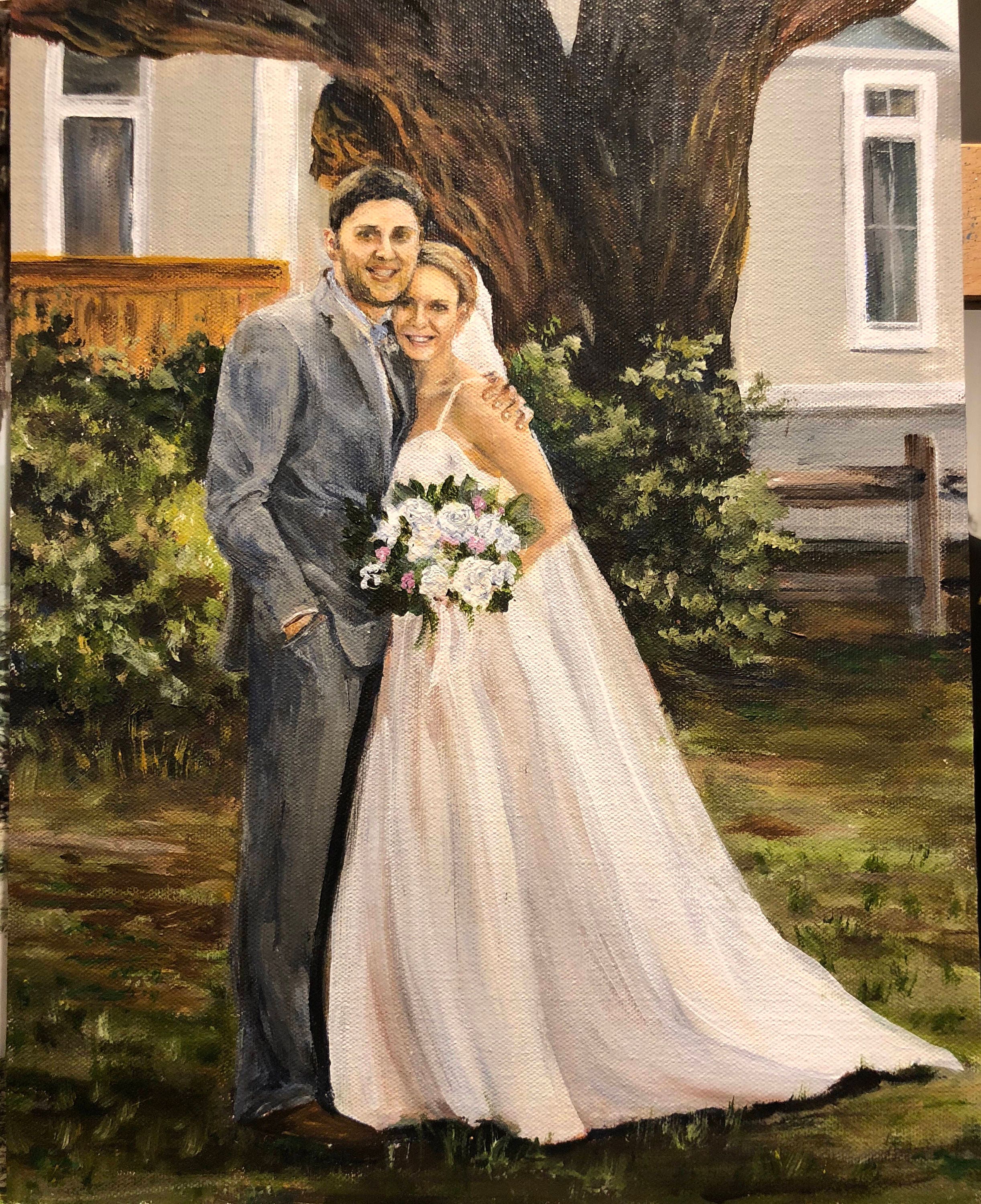 WEDDING PORTRAIT, Painting From Photo, Gifts for Him, Oil Painting From ...