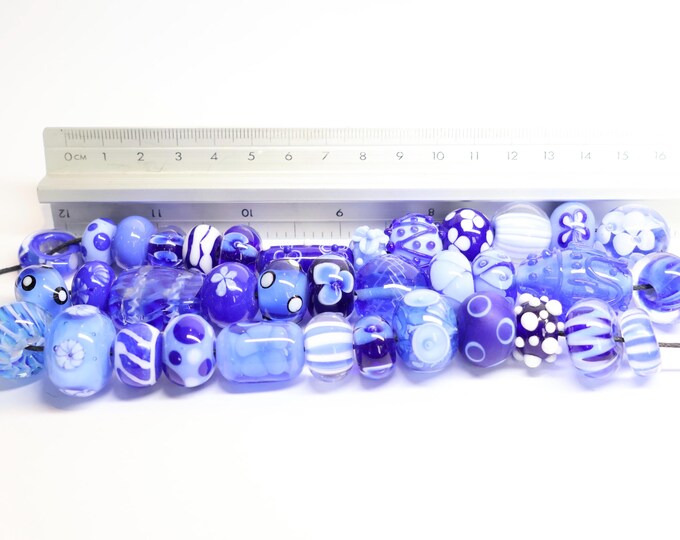 Handmade Blue and White Lamp Work Glass Beads - Etsy