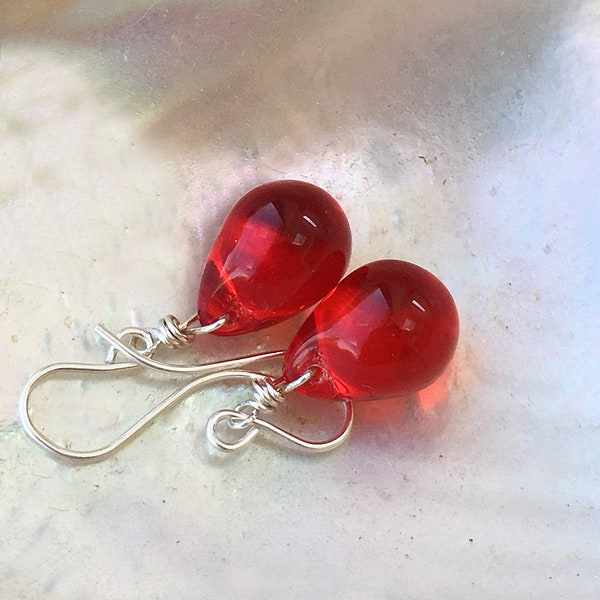 Red Dangle Earrings - Etsy