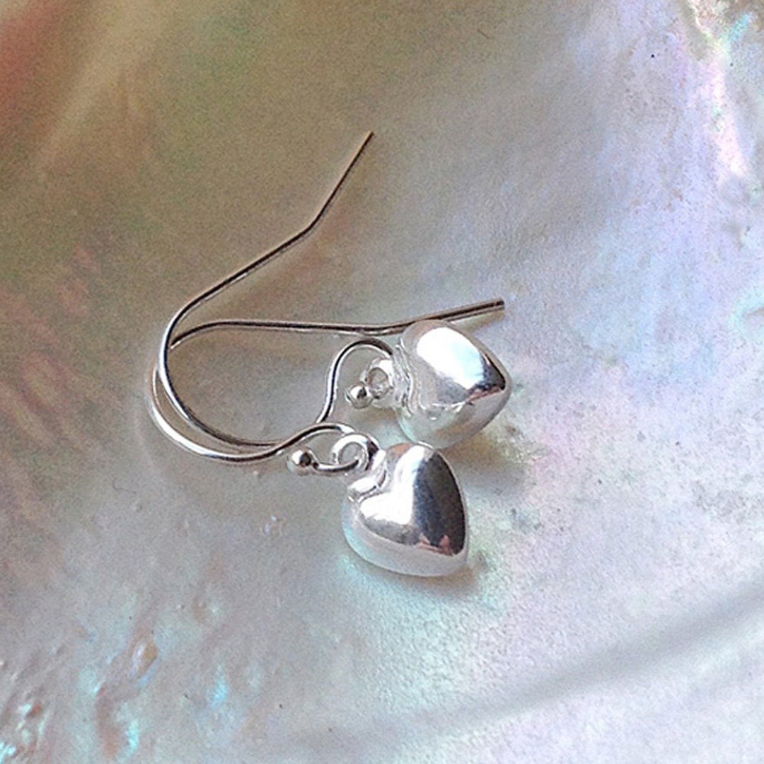 Sterling Silver Heart Earrings. Small 925 Silver Drop - Etsy