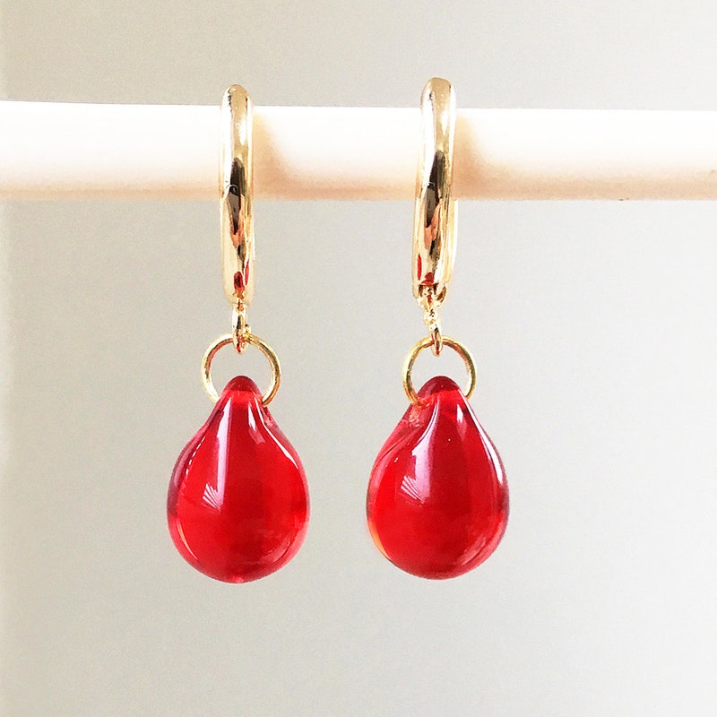 Red Dangle Earrings - Etsy