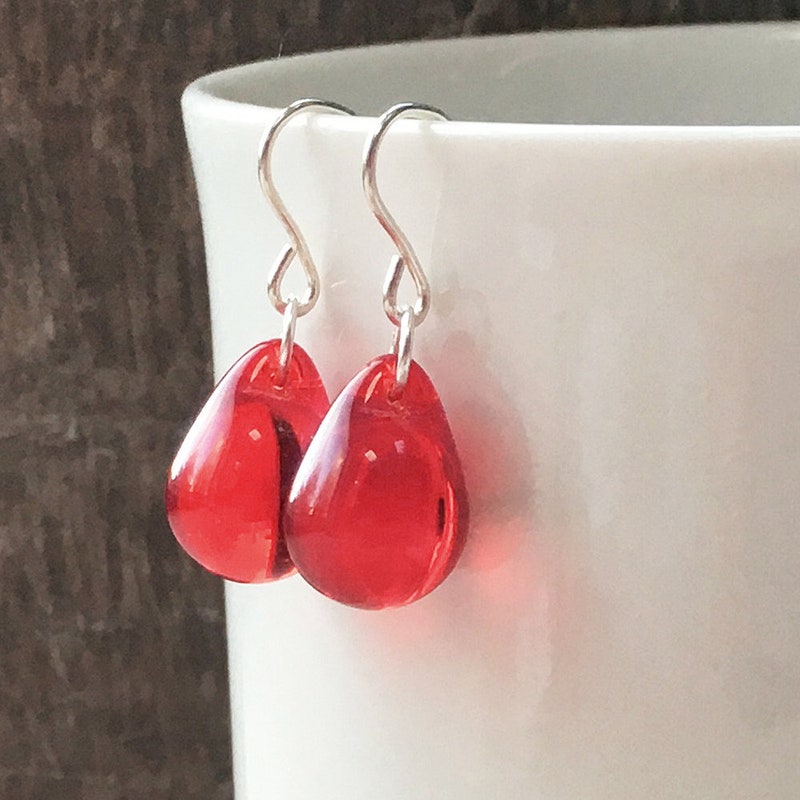 Red Glass Earrings - Etsy
