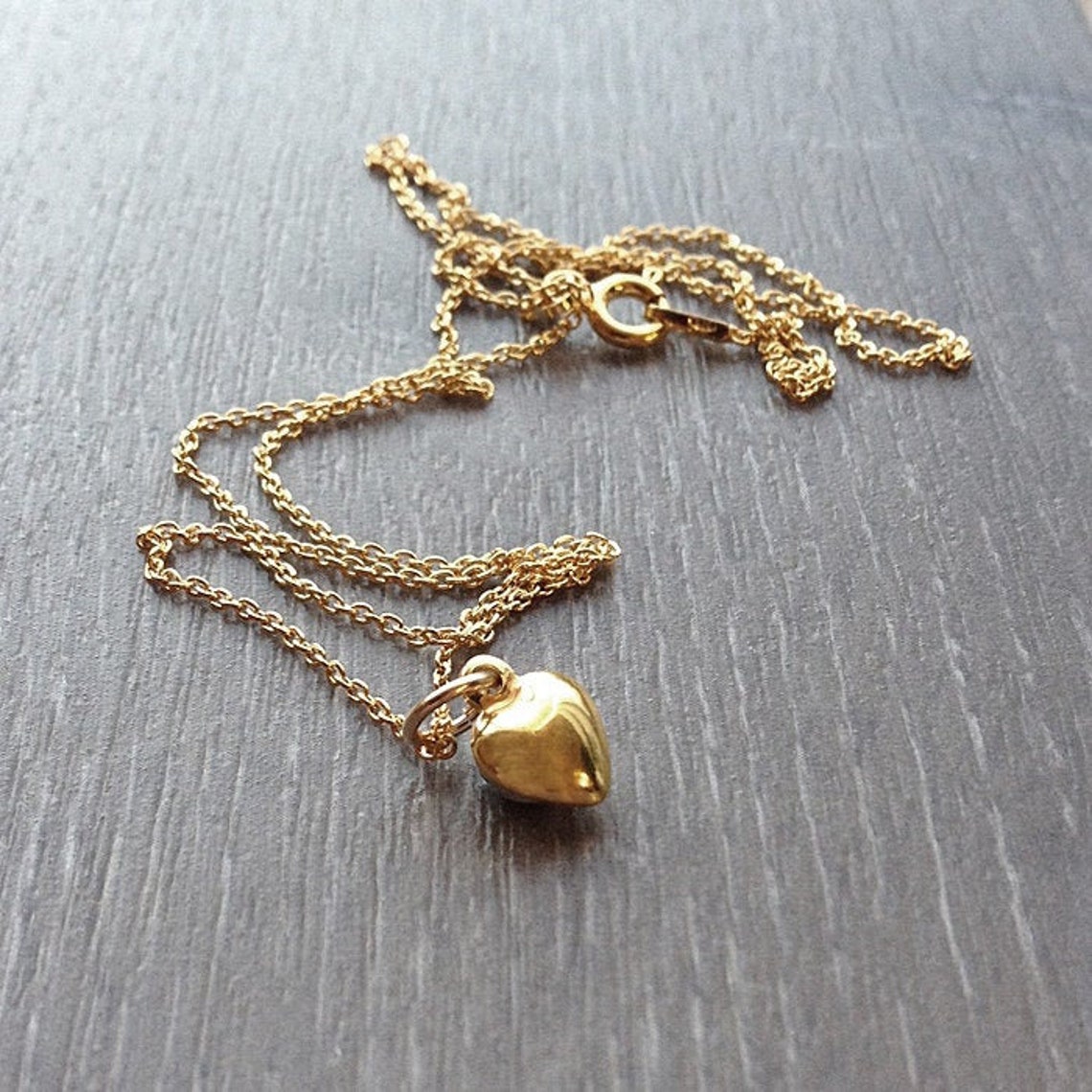 Dainty gold heart pendant tiny gold heart necklace for wife | Etsy