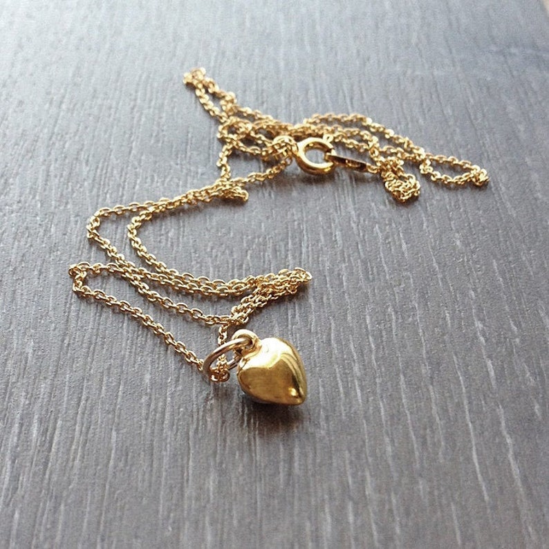 Dainty Gold Heart Pendant, TINY Gold Heart Necklace for Wife, Vermeil ...