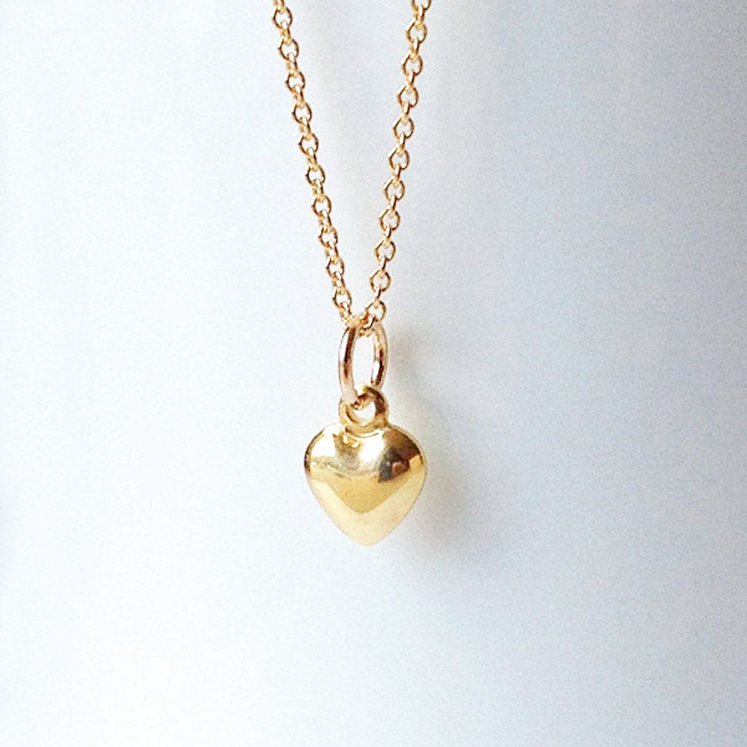Dainty Gold Heart Pendant. TINY Gold Heart Necklace for Wife. - Etsy