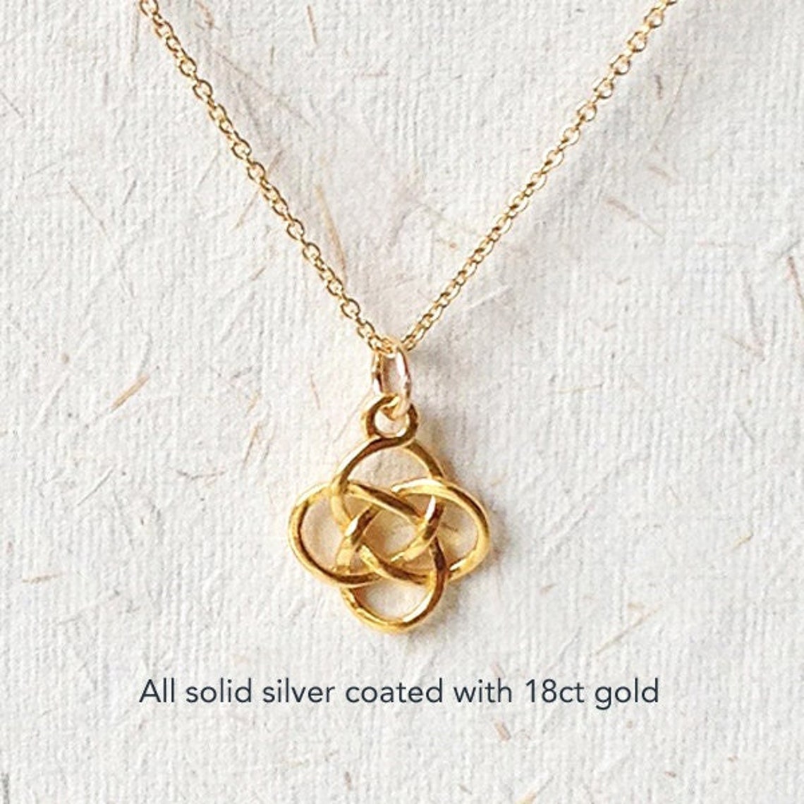 Gold Celtic Necklace Love Knot Necklace Welsh Charm Jewelry | Etsy