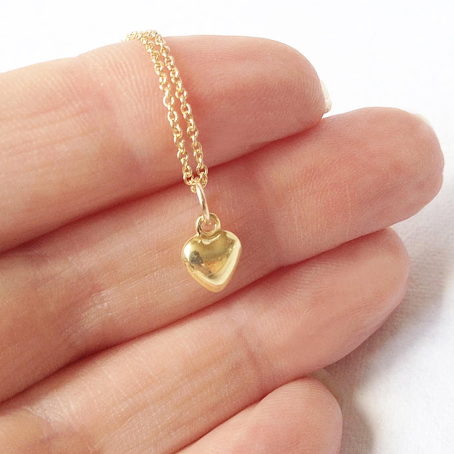 Dainty gold heart pendant tiny gold heart necklace for wife | Etsy