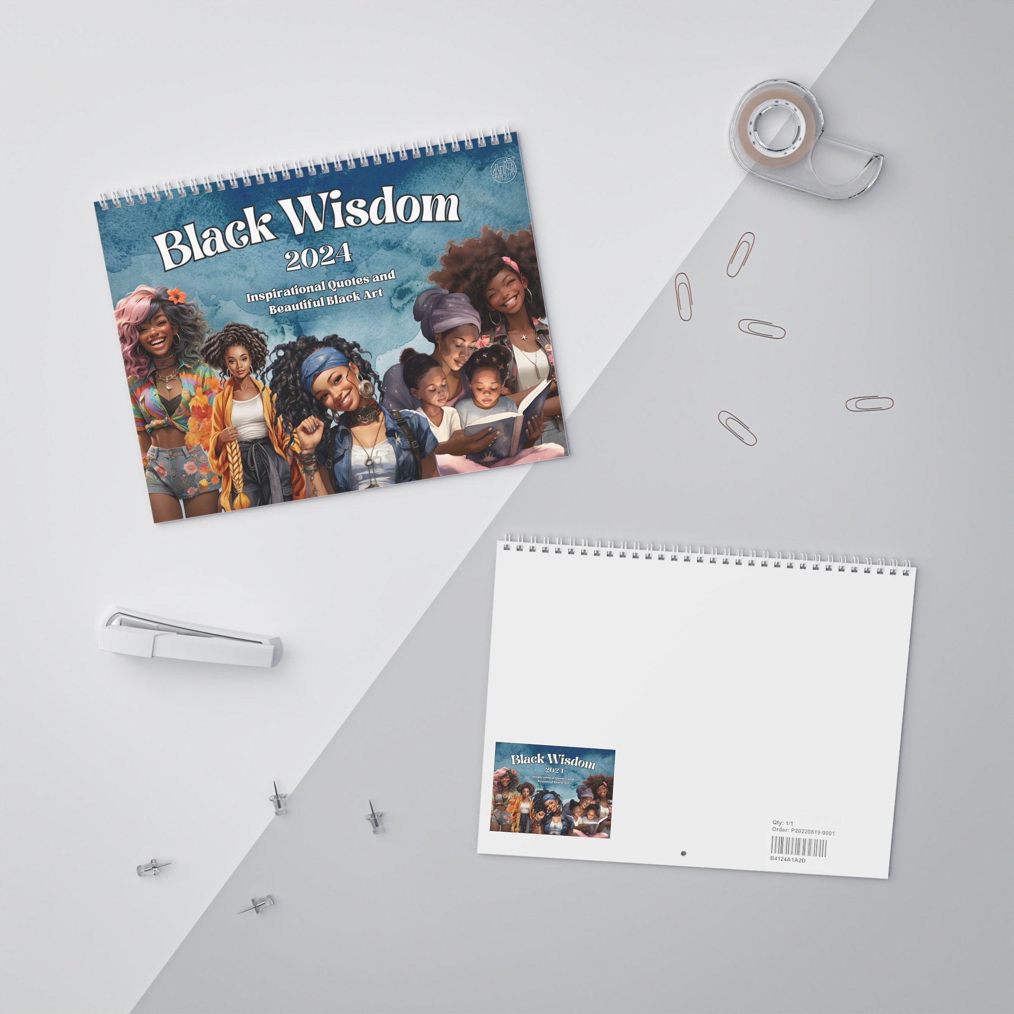 Wire Bound Black Wisdom & Art Calendar 2024 Inspirational Quotes and ...
