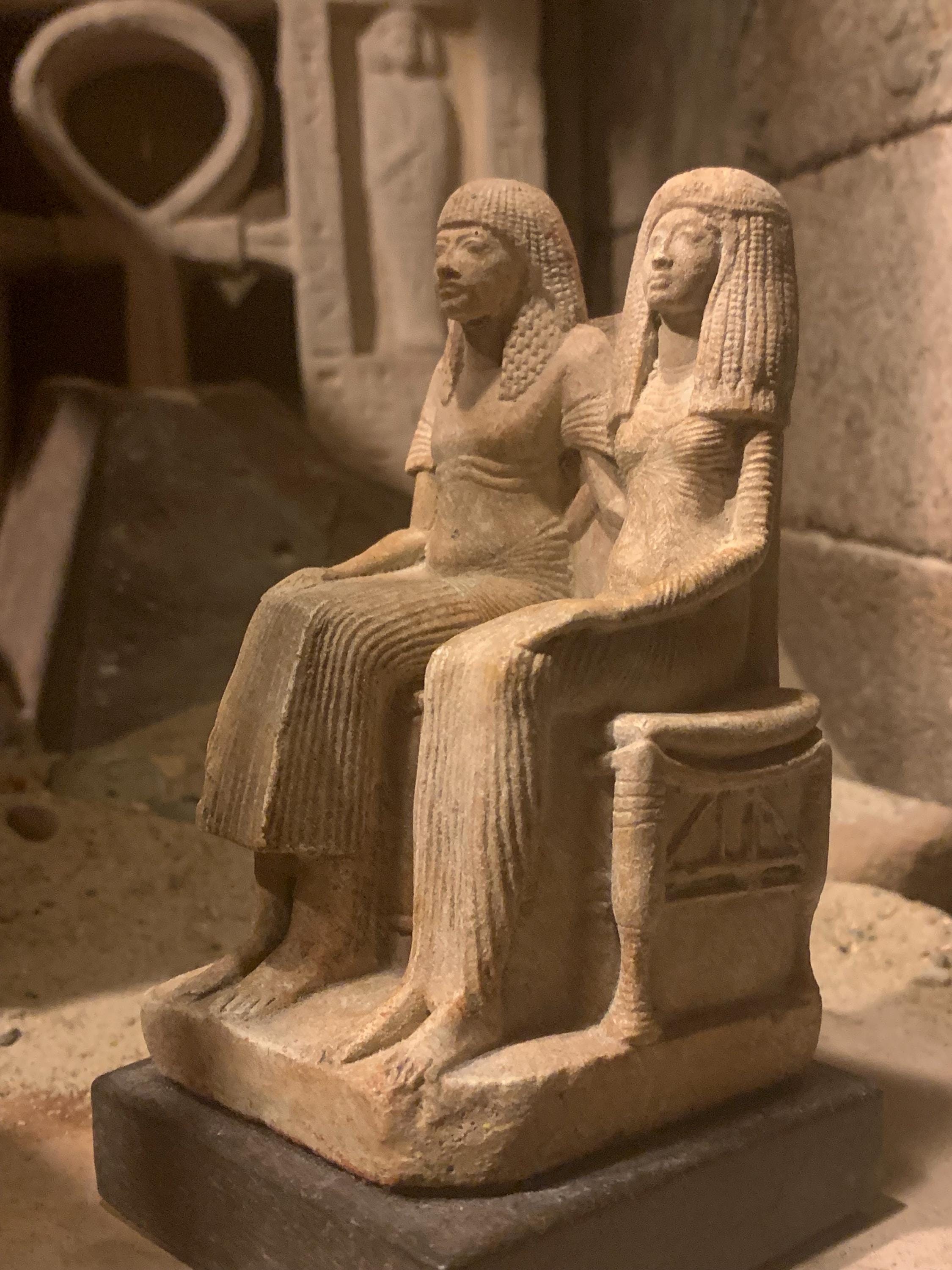 Egyptian statue / sculpture - museum replica -seated couple - Late 18th ...