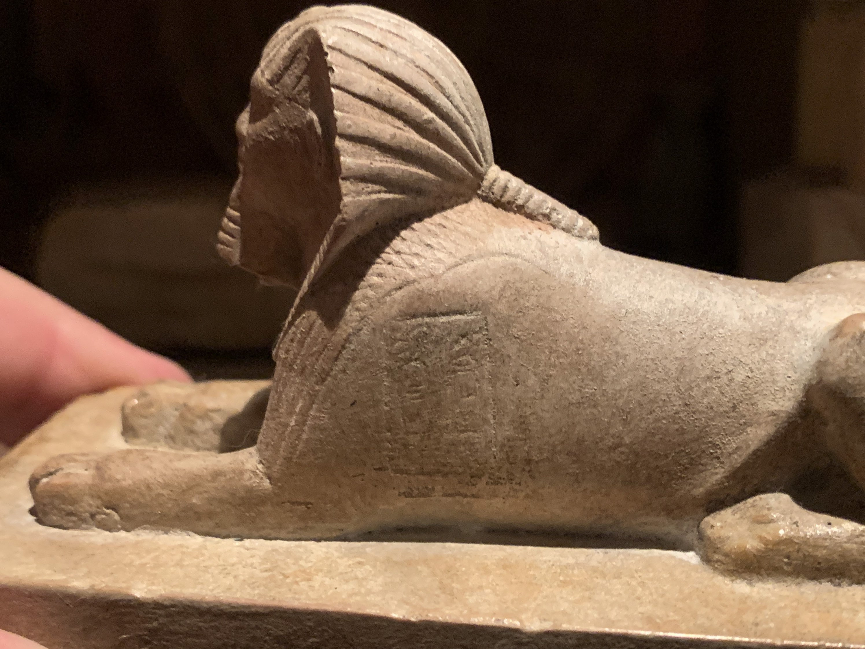 Egyptian Sphinx statue and amulet replica set. Egyptian sculpture and ...