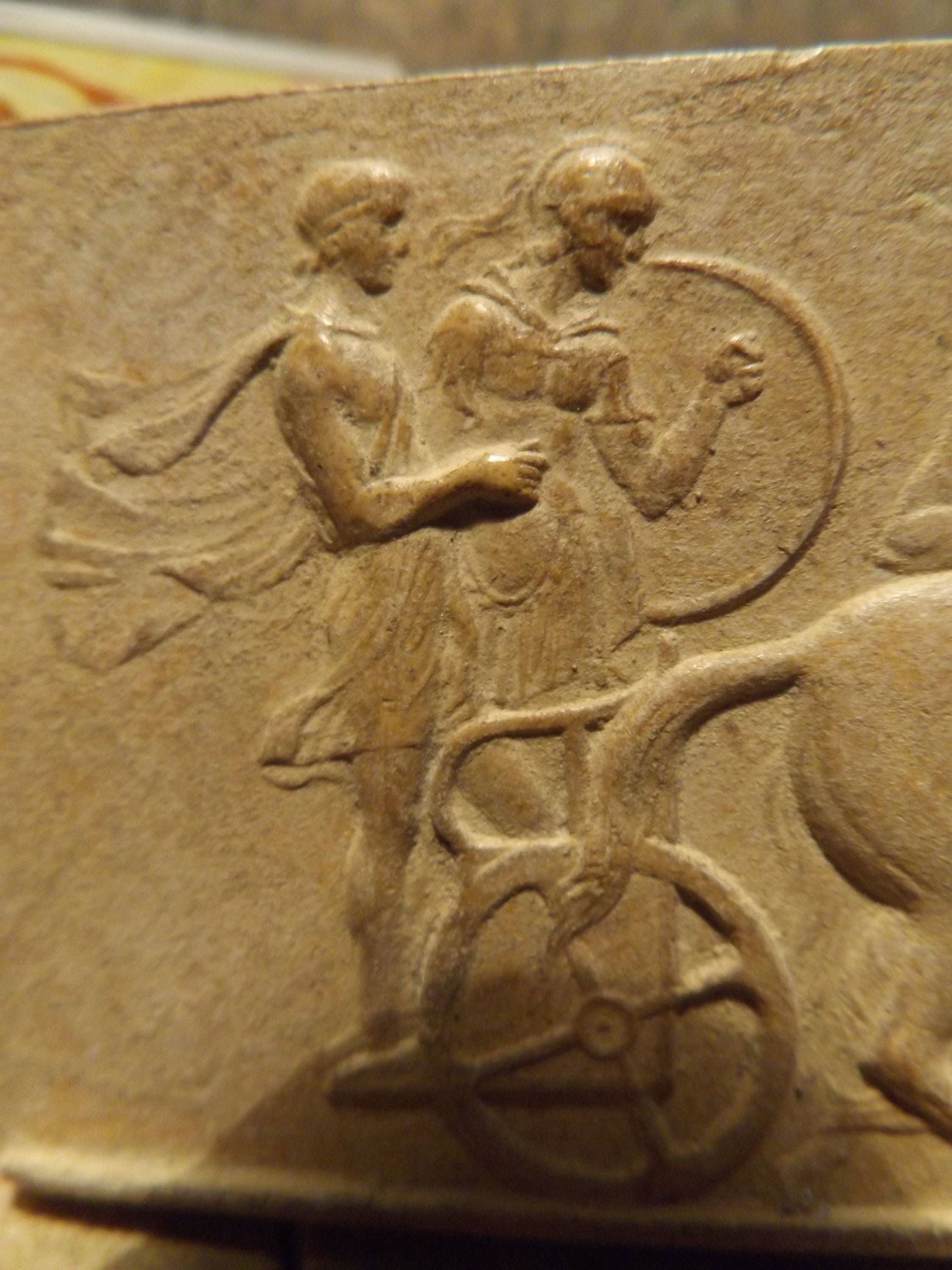 Greek / Roman art - Parthenon Hoplite chariot relief sculpture & Hermes ...