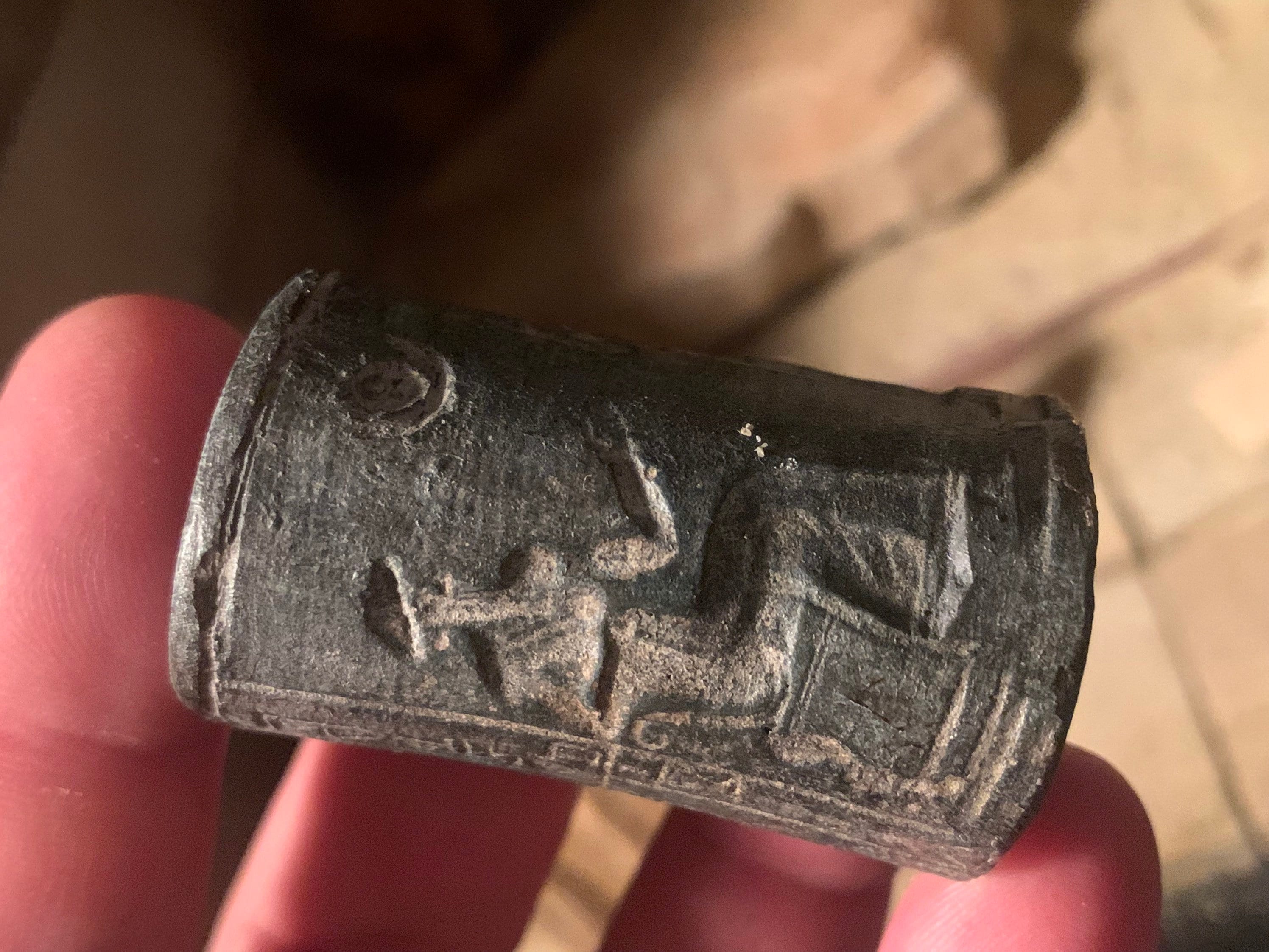 Sumerian cylinder seal of Ur Nammu. Museum replica tablet set ...