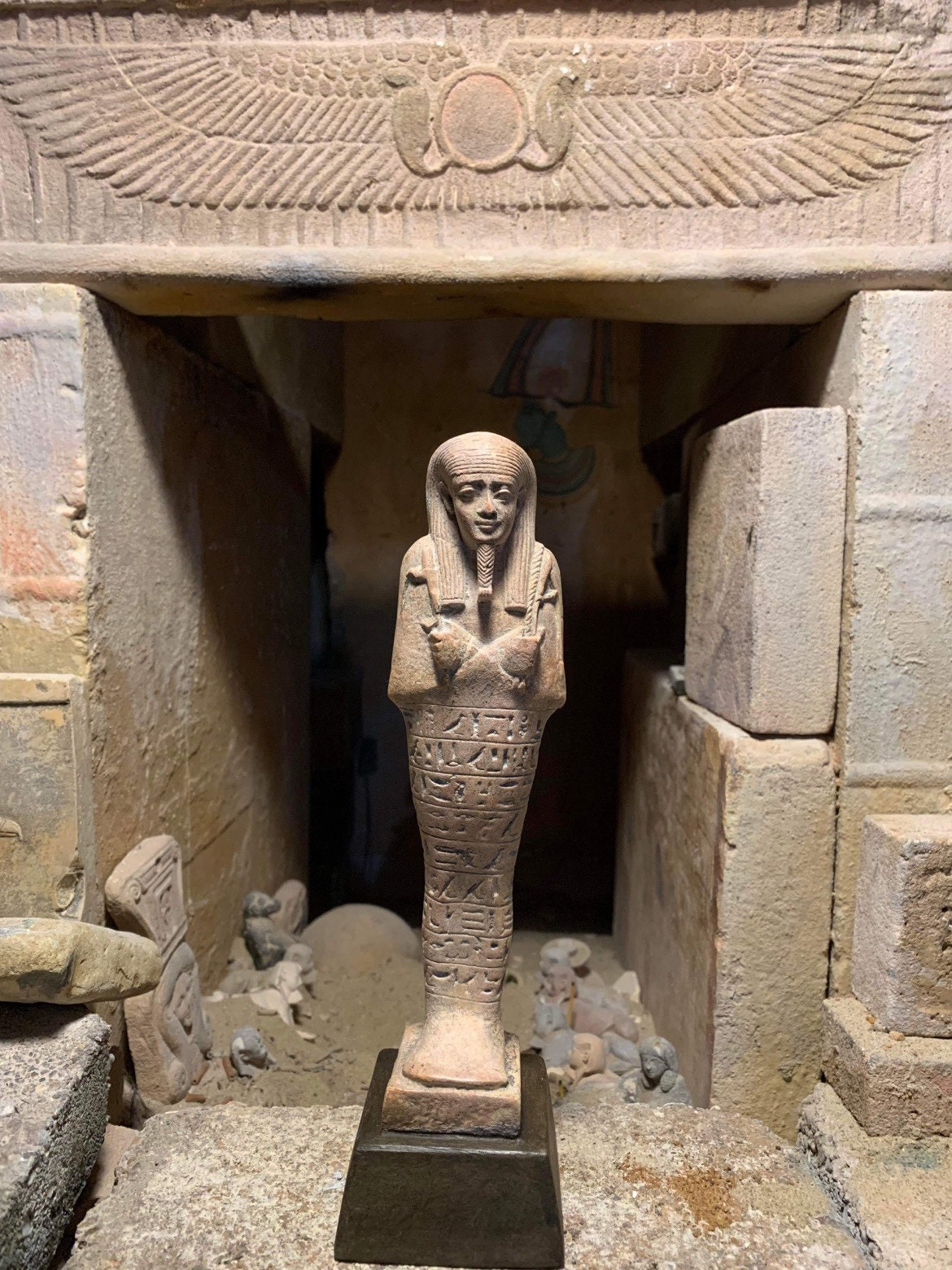 Egyptian statue - Museum replica Ushabti / Shabti mummy figure 26th dynasty