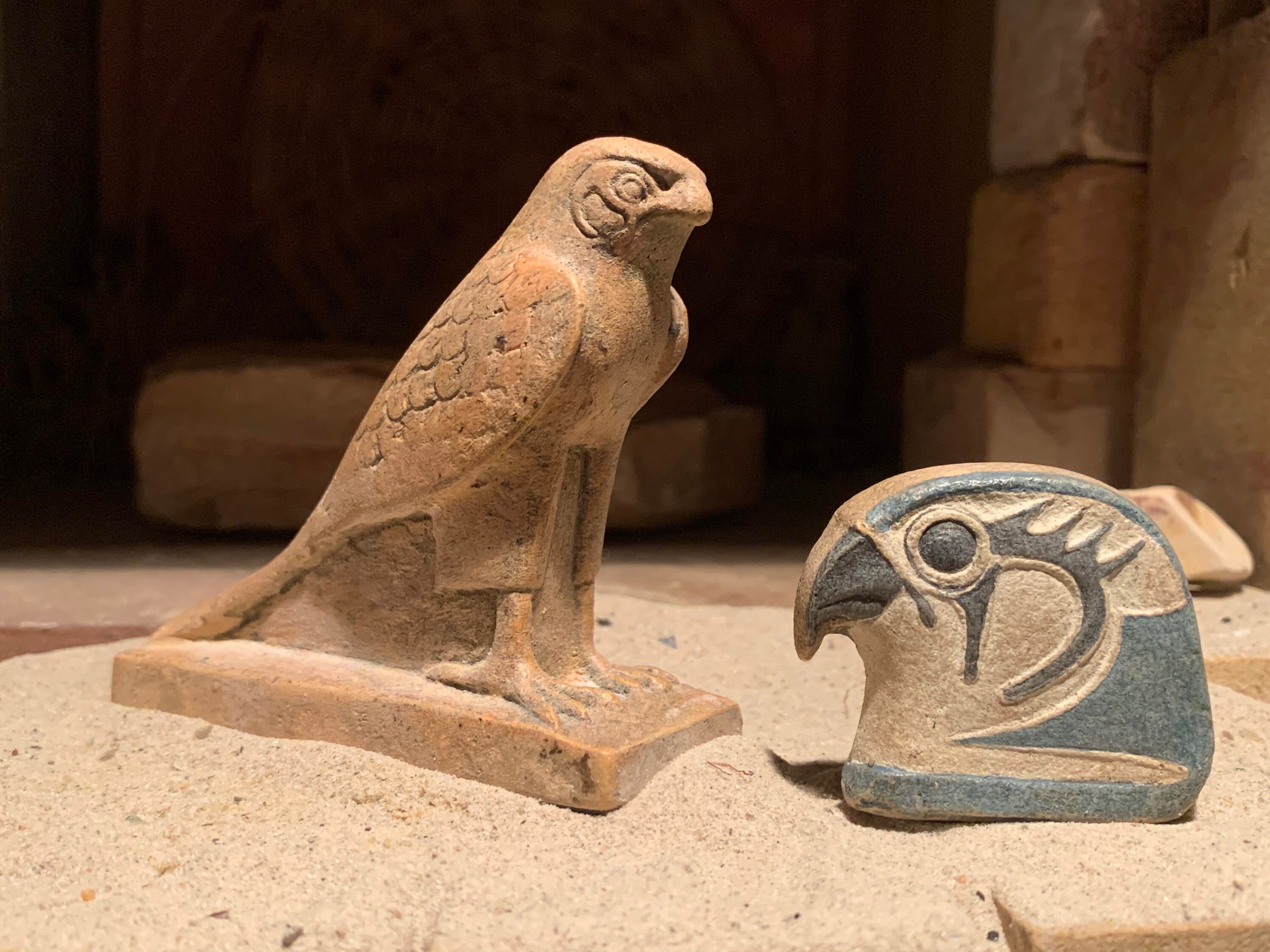 Egyptian statue set - Horus the sky god figure amulet. Egyptian art ...