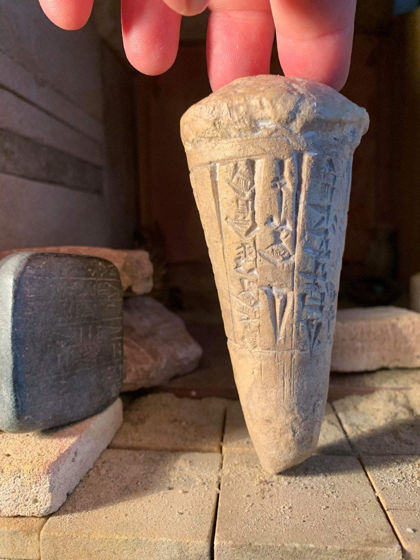 Sumerian cuneiform foundation cone of Gudea - Governor of the city of ...