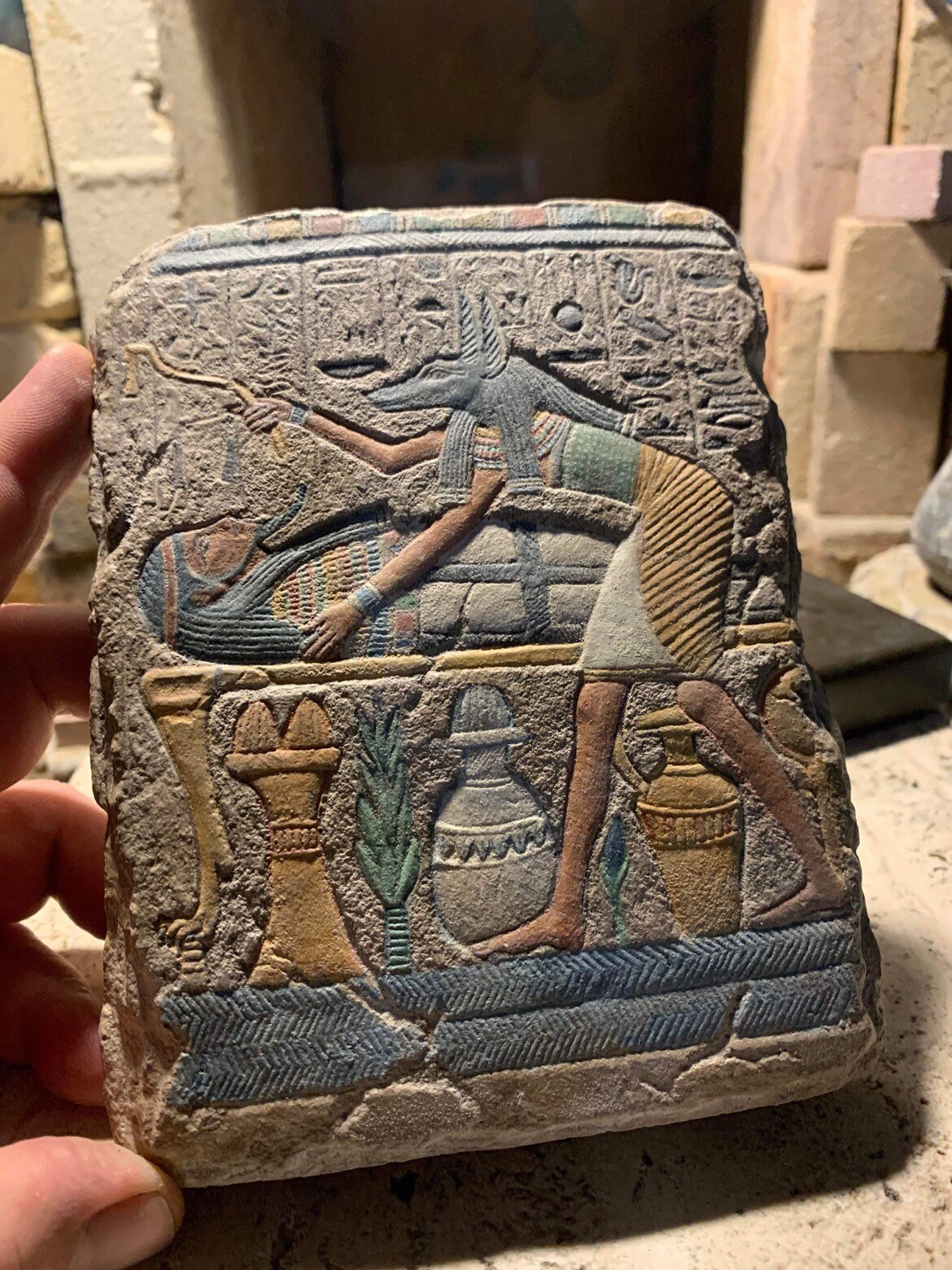 Egyptian Art Sculpture Anubis Tending A Mummy Opening Of The Mouth Ritual God Of