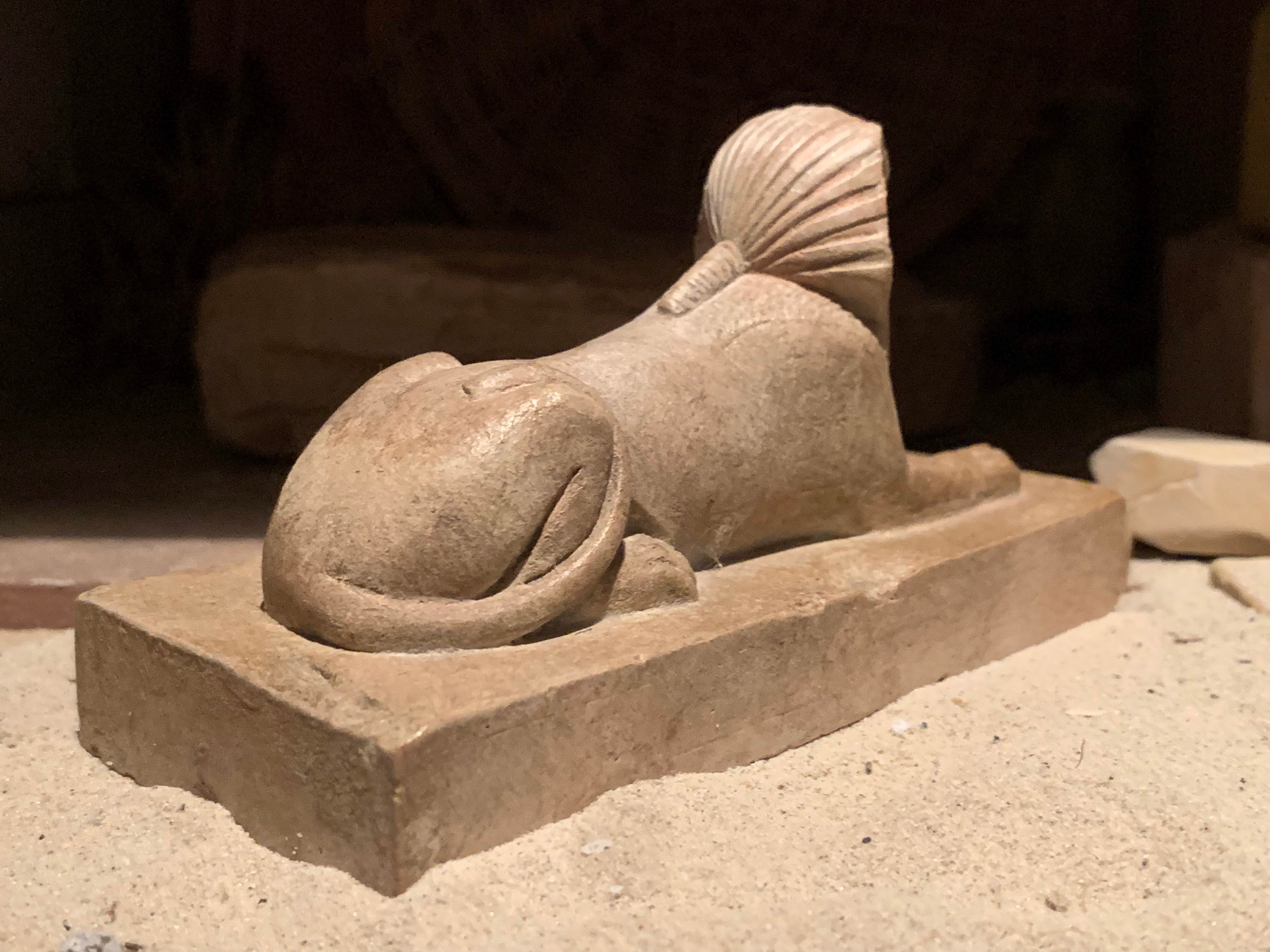 Egyptian Sphinx statue and amulet replica set. Egyptian sculpture and ...