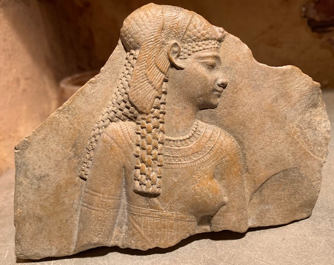 Egyptian Art Cleopatra Dressed as the Goddess Isis Relief Sculpture ...