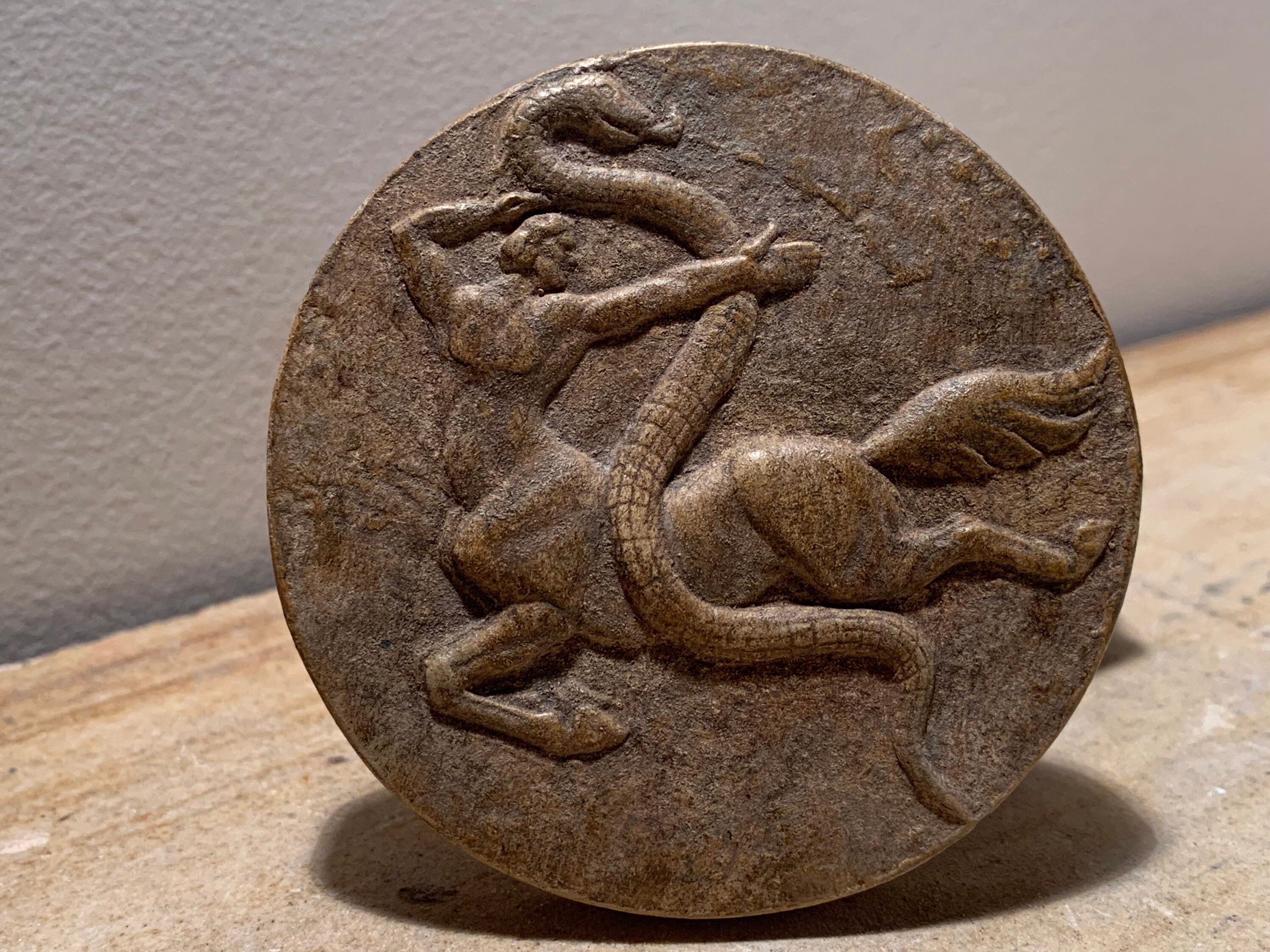Centaur and serpent / snake - Greek / Roman mythology - relief amulet