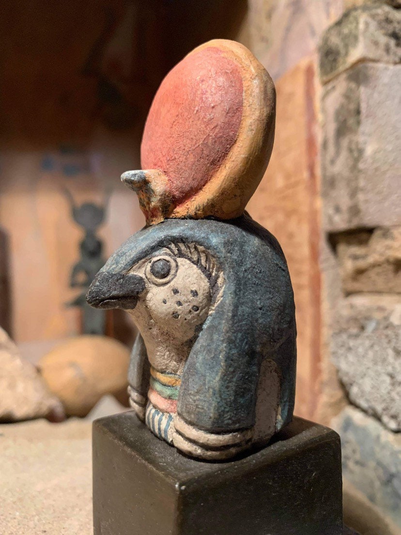 Egyptian statue / sculpture replica of Ra the sun god.