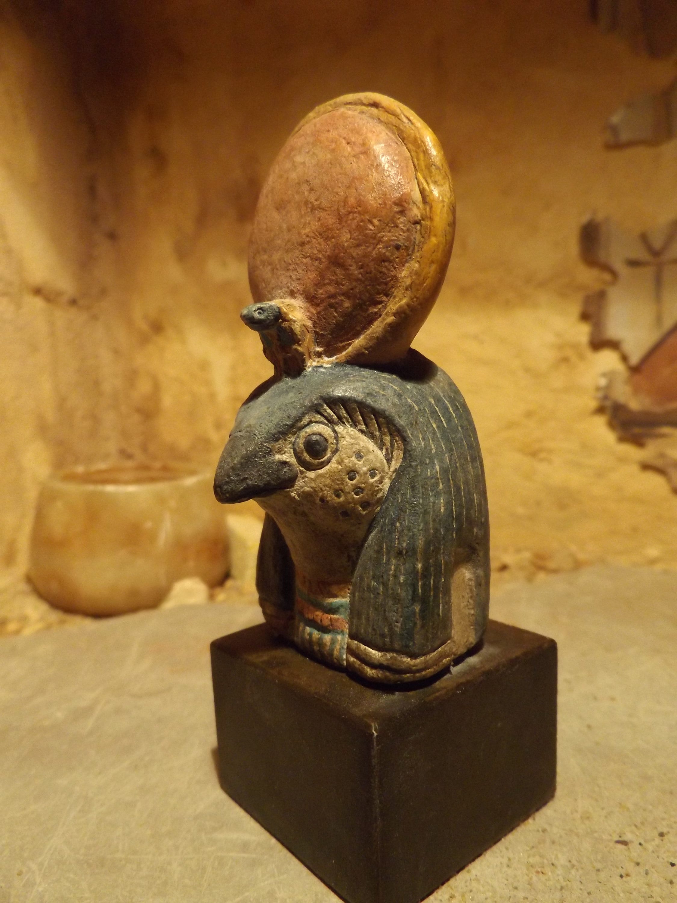 Egyptian statue / sculpture replica of Ra the sun god.