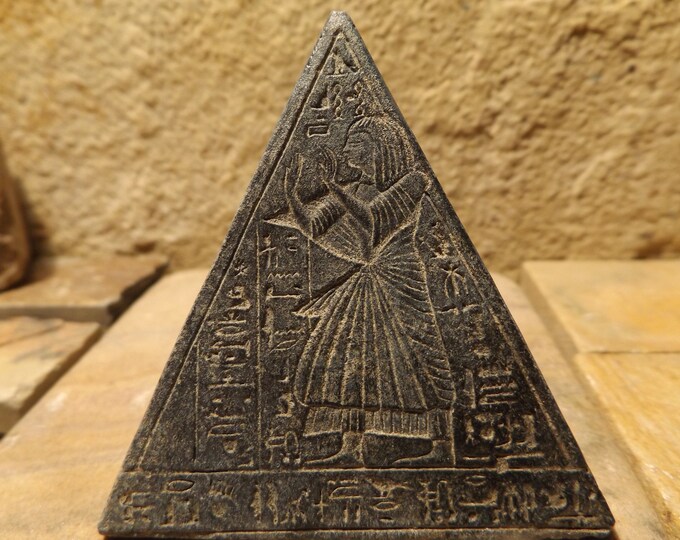 Egyptian Statue Pyramid / Pyramidion Featuring the Sun God Ra and ...
