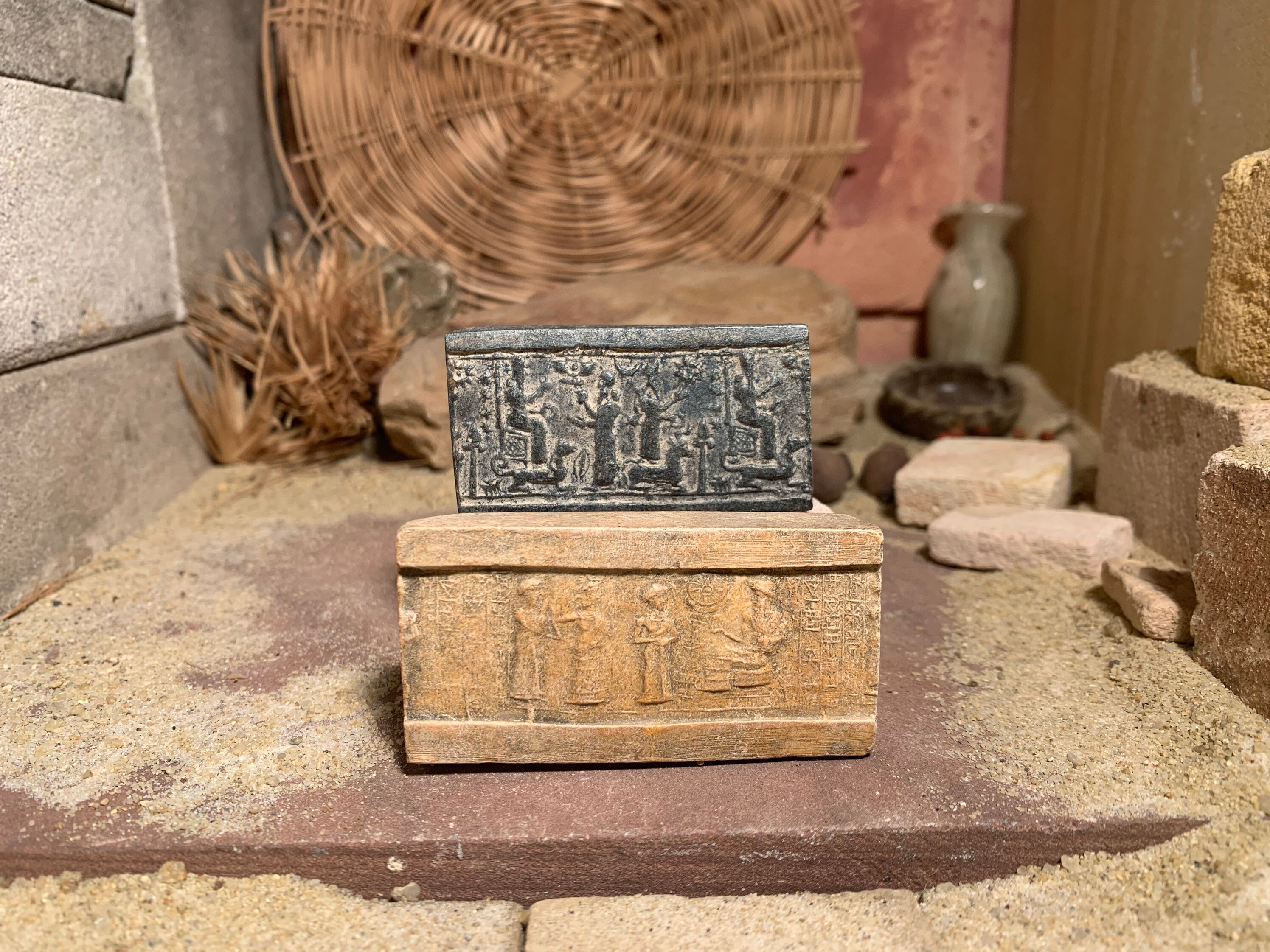 Sumerian and Assyrian cylinder seal impressions x 2 - Ur Nammu and ...