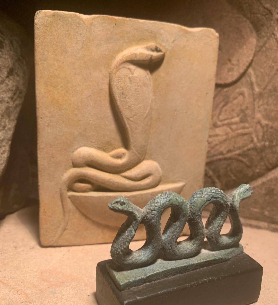 Egyptian Statue and Relief - Serpent of the Nile - Cobra Statuette ...