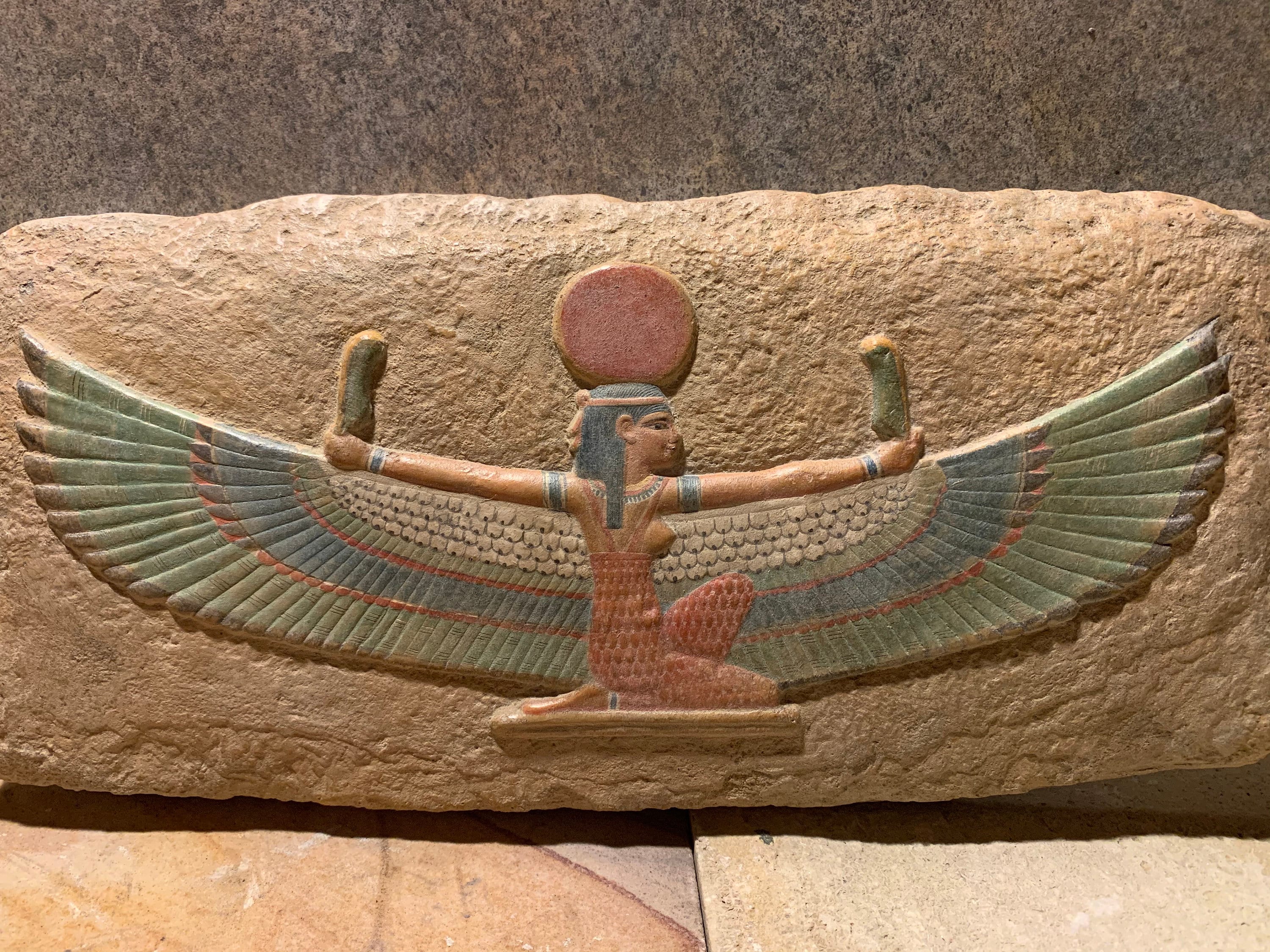 Egyptian art / wall relief sculpture of Maat the Goddess of truth ...