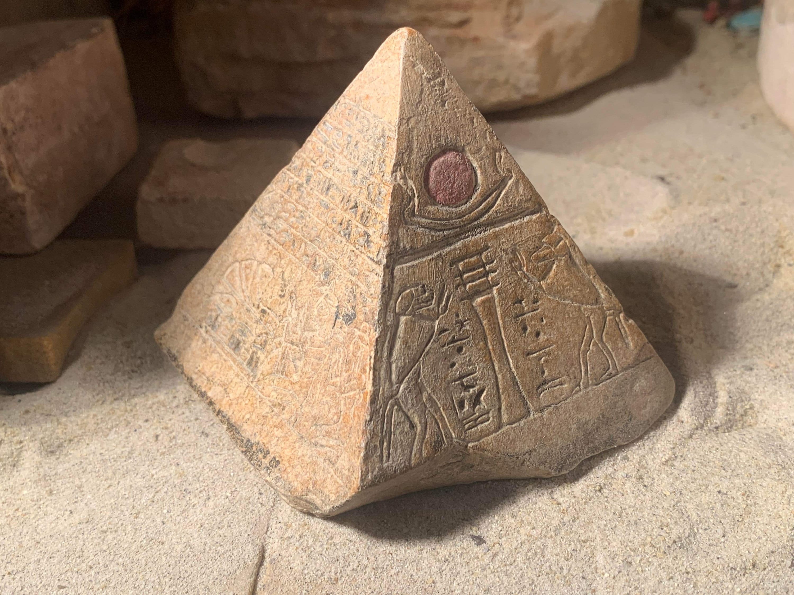 Egyptian Pyramid / capstone museum replica - featuring Thoth & the boat ...