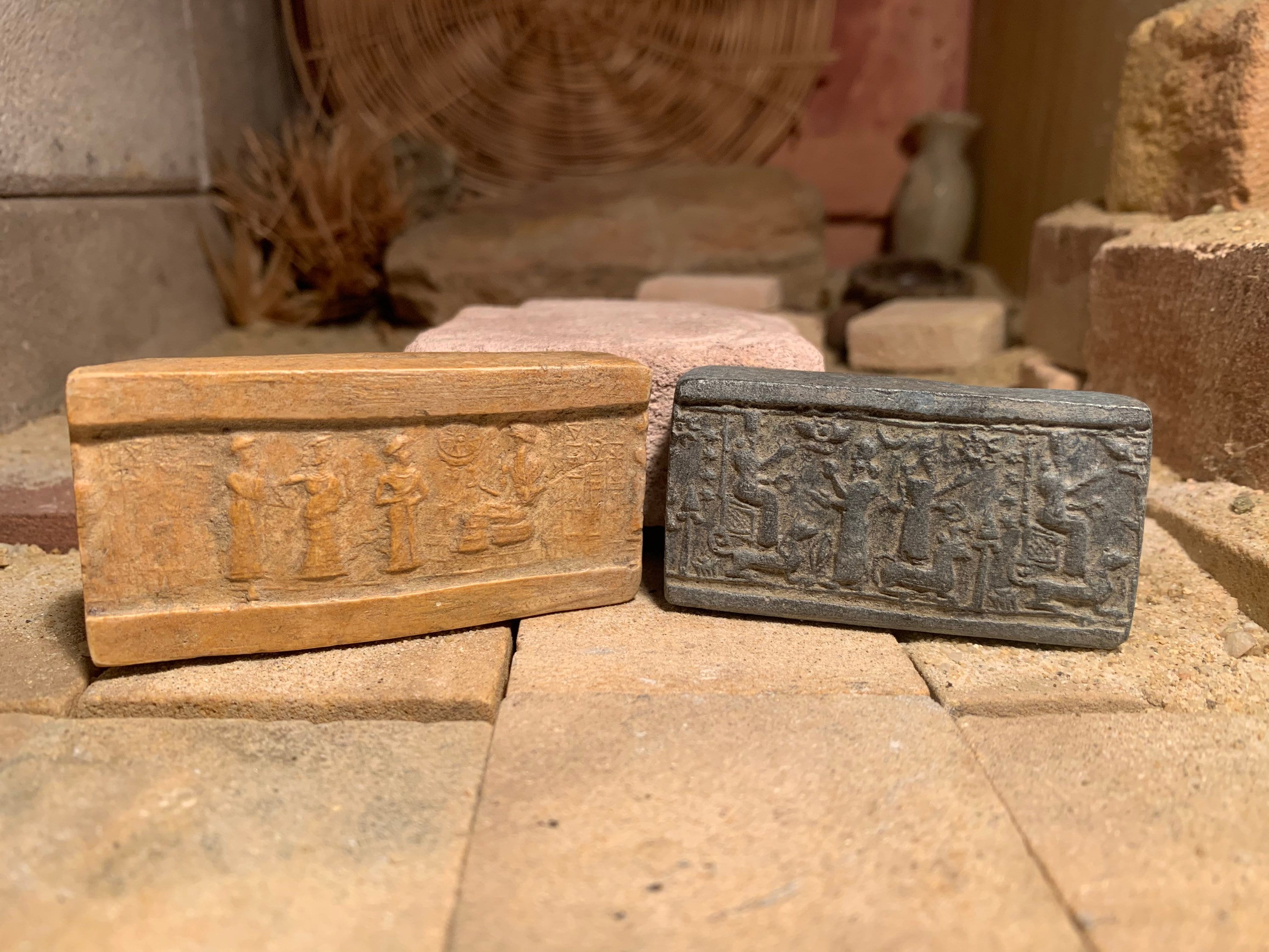 Sumerian and Assyrian cylinder seal impressions x 2 - Ur Nammu and ...