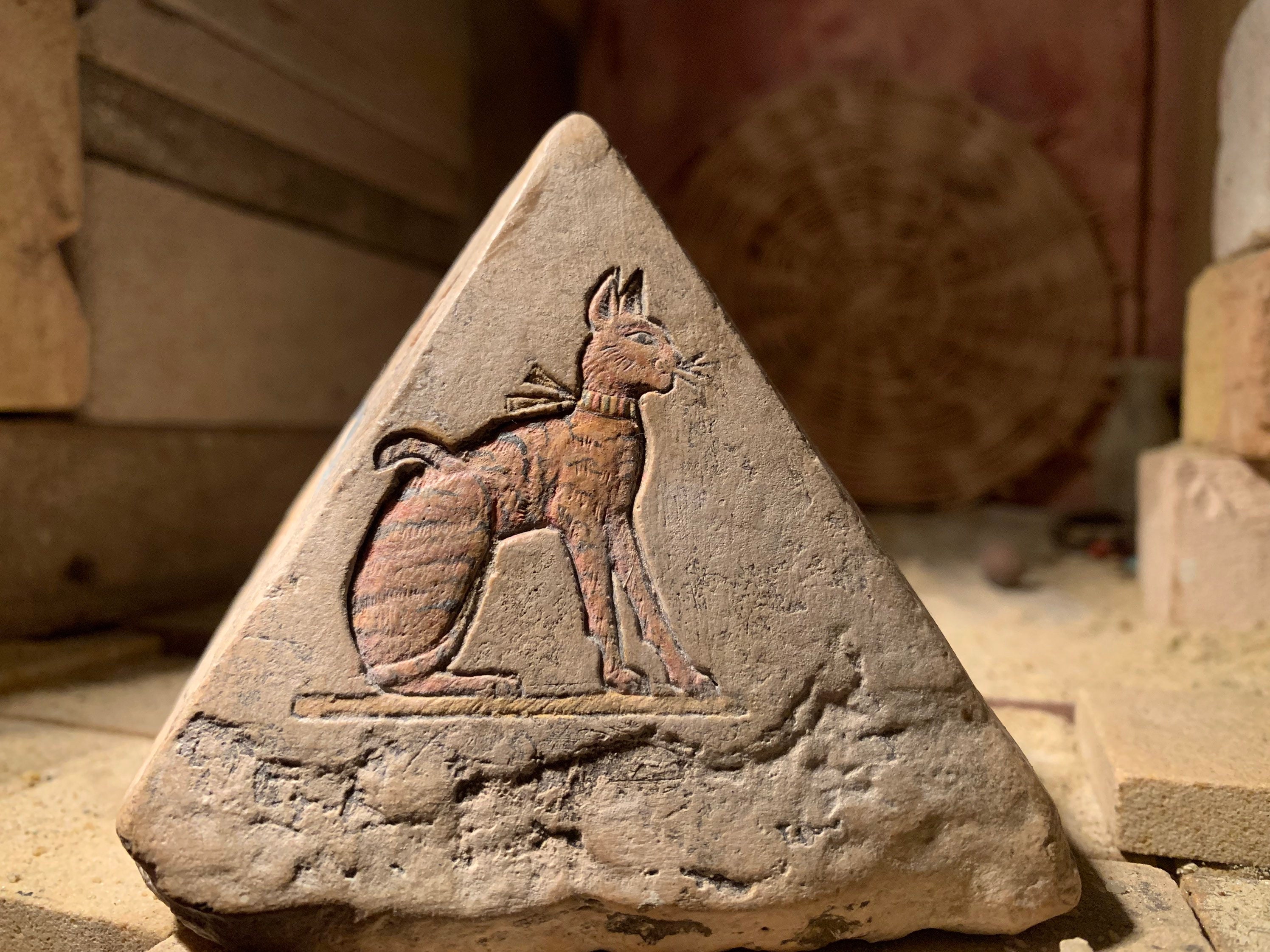 Egyptian pyramid / sculpture art - featuring Bast, Khonsu, Anubis & the ...