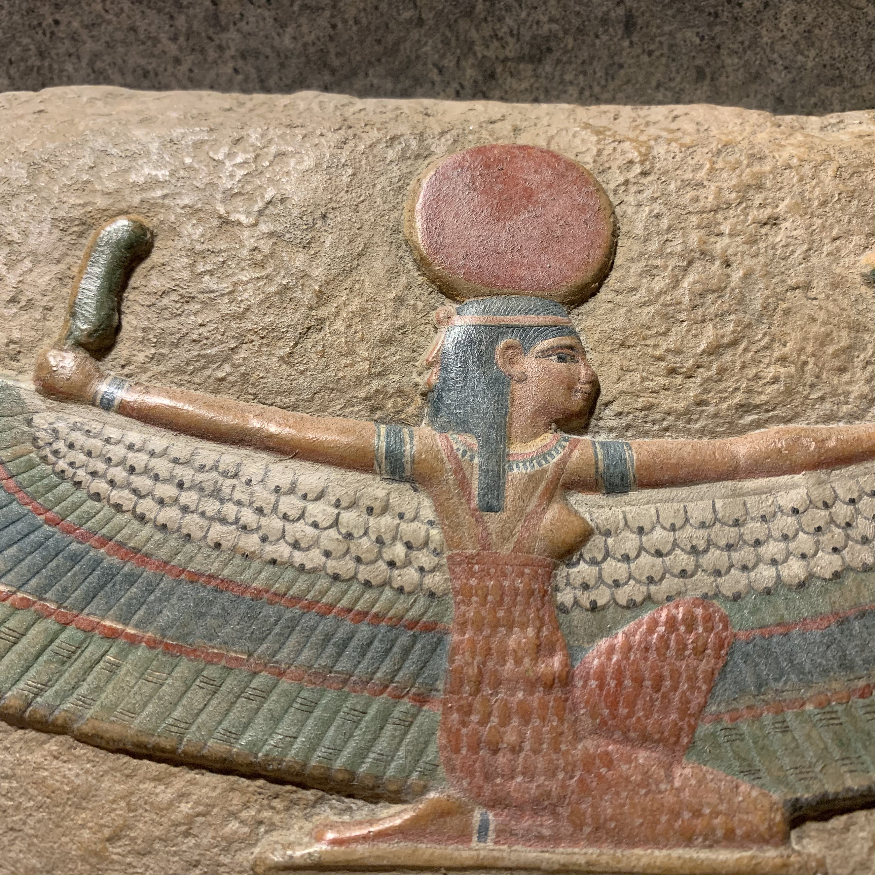 Egyptian art / wall relief sculpture of Maat the Goddess of truth, justice, balance and harmony ...