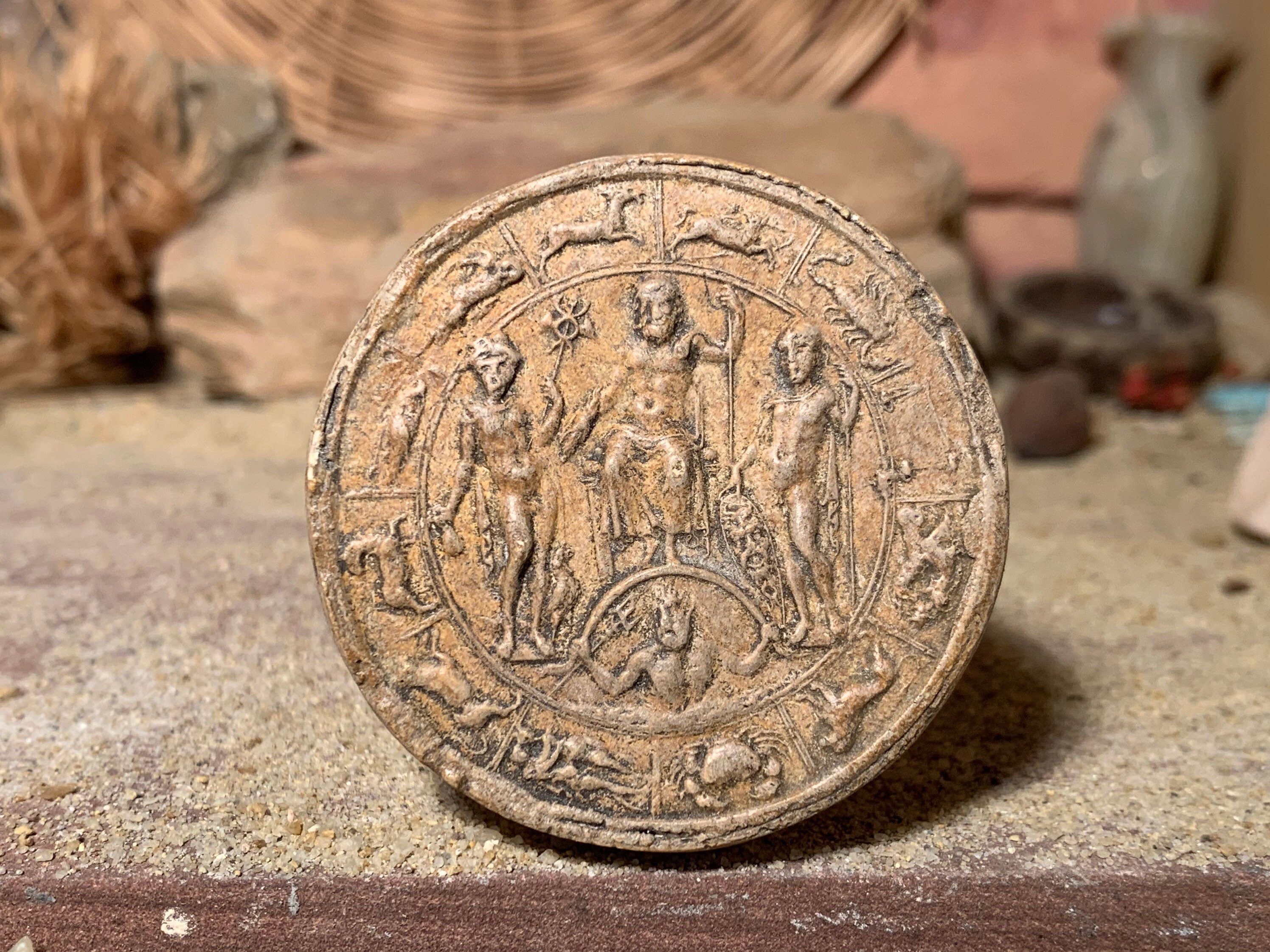 Zodiac Disc amulet of the Gods, Zeus / Jupiter, Hermes & all star signs