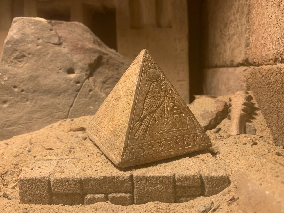 Egyptian Statue Pyramid / Pyramidion Featuring the Sun God Ra and ...